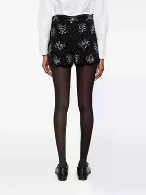 Antik Batik Sequin-embellished Floral-embroidered Shorts