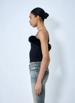 Balenciaga Faux Fur Strap Top