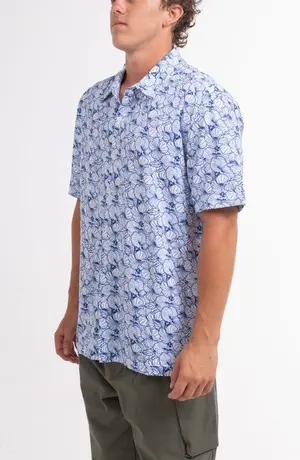 VAST Aqua Terra™ Hibiscus Performance Shirt - Blue Multi