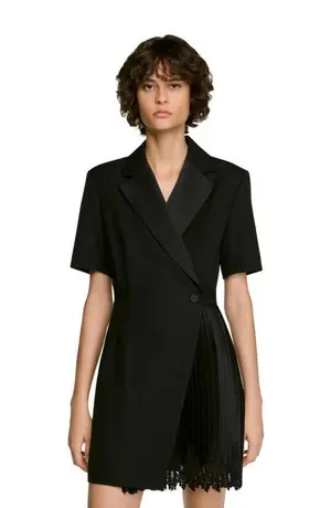 Sandro Tailored Collar Wraparound Dress