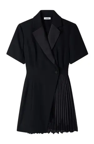 Sandro Tailored Collar Wraparound Dress