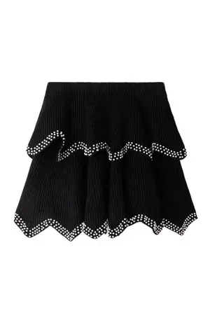 Sandro Velvet Skater Skirt With Pearls