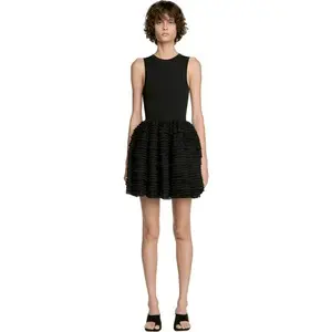 Sandro Short Ruffled Lace Dress - Black
