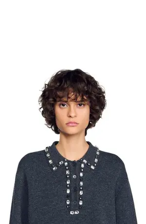 Sandro Jewellery Polo-neck Sweater