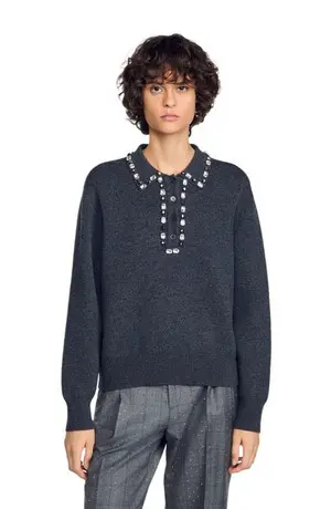 Sandro Jewellery Polo-neck Sweater