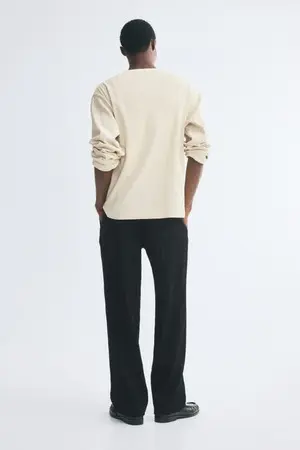 H&M Relaxed-fit Crinkled Drawstring Pants - Black