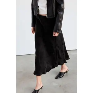 Mango Burnout A-line Midi Skirt - Black
