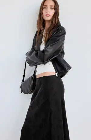 Mango Burnout A-line Midi Skirt