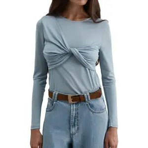 SCALPERS Lyocell Knot T-shirt - Lightblue