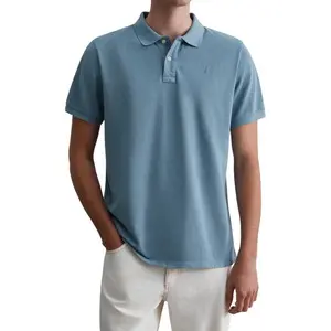 SCALPERS Tonal Skull Piqué Polo Shirt Blue