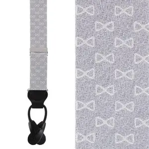 Trafalgar Signature Logo Silk Novelty Button End Suspenders (braces) Silver