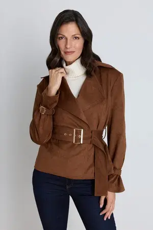 THE NOLI SHOP Ellen Suede Jacket - Chestnut