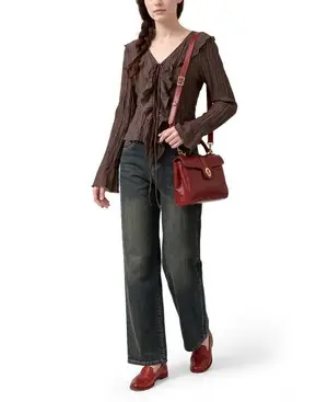 OLD TREND Laurel Heritage Genuine Leather Satchel - Red