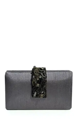 SIMITRI Beaded Fringe Clutch - Silver
