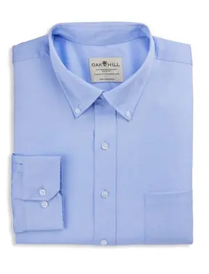 OAK HILL BY DXL Big & Tall Pinpoint Dress Shirt V2 - Blue