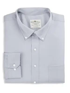 OAK HILL BY DXL Big & Tall Pinpoint Dress Shirt V2 - Grey