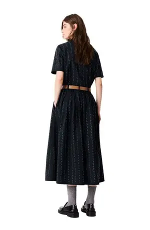 Maje Long Rhinestone Cotton Skirt