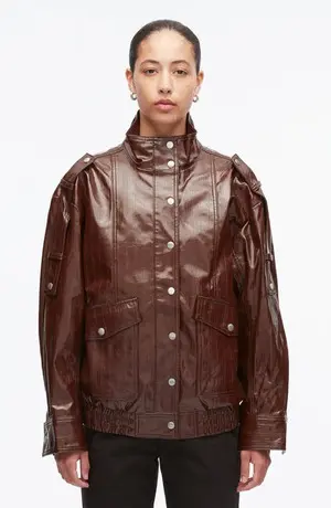 3.1 Phillip Lim Textured Faux Leather Flight Jacket