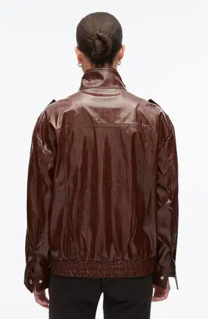 3.1 Phillip Lim Textured Faux Leather Flight Jacket