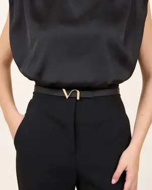 VAINCOURT Reversible & Gold Thin Leather Belt