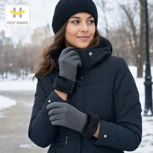 HOT PAWS Plush Lined Stretch Knit Athletic Glove - Heather Gray