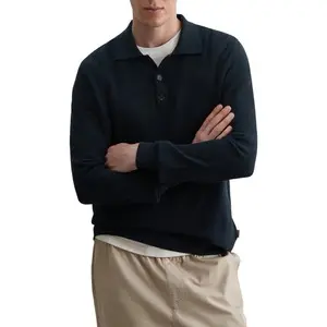 SCALPERS Polo Neck Tricot Sweater - Navy