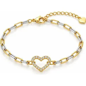 DONATELLO GIAN Two-tone Crystal Heart Link Bracelet