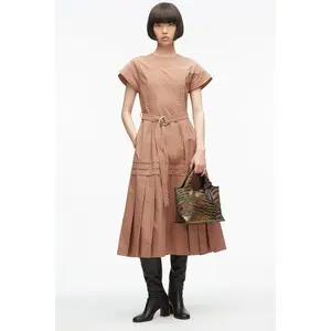 3.1 Phillip Lim Pleated Poplin Tulip Dress Sable