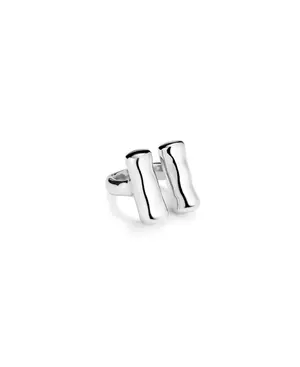 UNODE50 Sterling -plated Ring With Two Vertical Tubes
