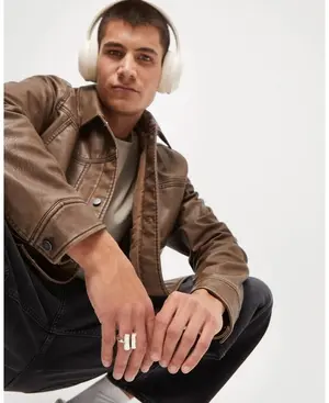 UNODE50 Sterling -plated Ring With Two Vertical Tubes