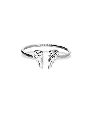 UNODE50 Sterling -plated Rigid Bracelet With Wing Detail At The Ends - Silver