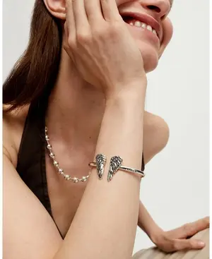 UNODE50 Sterling -plated Rigid Bracelet With Wing Detail At The Ends
