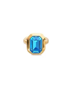 UNODE50 Tone Ring With Emerald-cut Blue Crystal