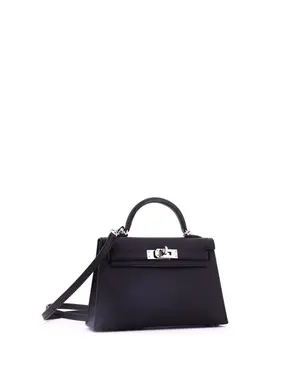 Hermès Kelly 20 Handbag Black Epsom With Palladium Hardware