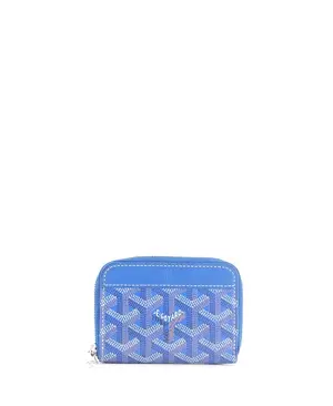 Goyard Pm Matignon Zip Wallet Coated Canvas With Leather - Blue
