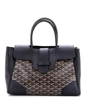 Goyard Saigon Tote Bag Coated Canvas With Leather - Black