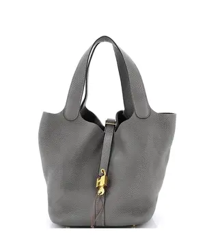 Hermès Mm Picotin Lock Bag Clemence - Gray