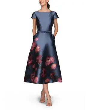 KAY UNGER Ina Tea Length Dress - Chambray Multi