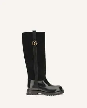 Dolce & Gabbana High Suede And Smooth Leather Boots - Black