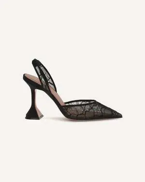 Amina Muaddi Holli Lace Slingback Sandals