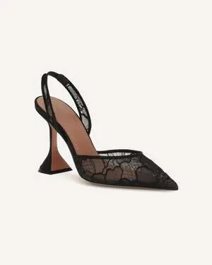 Amina Muaddi Holli Lace Slingback Sandals