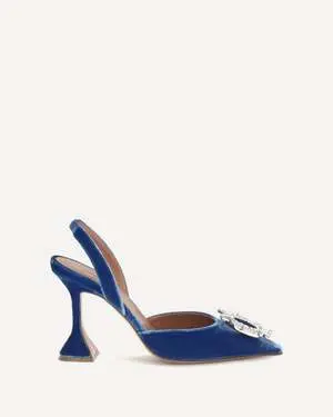 Amina Muaddi Begum Velvet Slingback Sandals - Blue