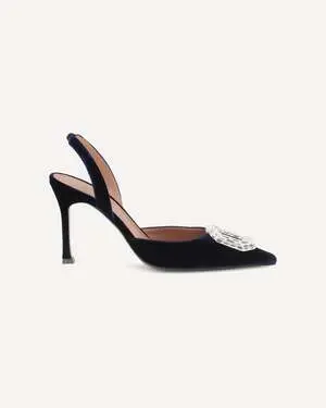 Amina Muaddi Camelia Velvet Slingback Pumps