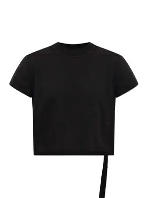 Rick Owens T-shirt With Ribbed Trims And A Hanging Strap - Black