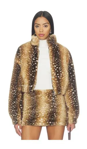 Superdown Eloise Faux Fur Jacket In Brown