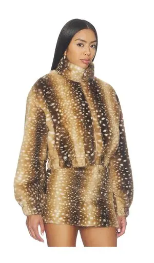 Superdown Eloise Faux Fur Jacket In Brown