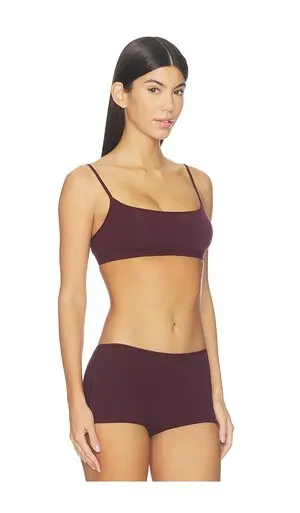 SKIMS Everyday Cotton Scoop Bralette In Burgundy