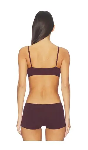 SKIMS Everyday Cotton Scoop Bralette In Burgundy