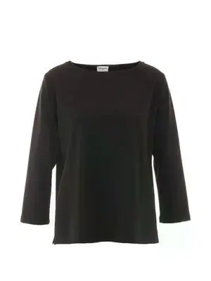 RUE DU BAC Boat-neck Long-sleeve Blouse - Black