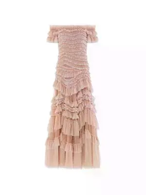 NEEDLE & THREAD Ruffled Off-shoulder Maxi Dress